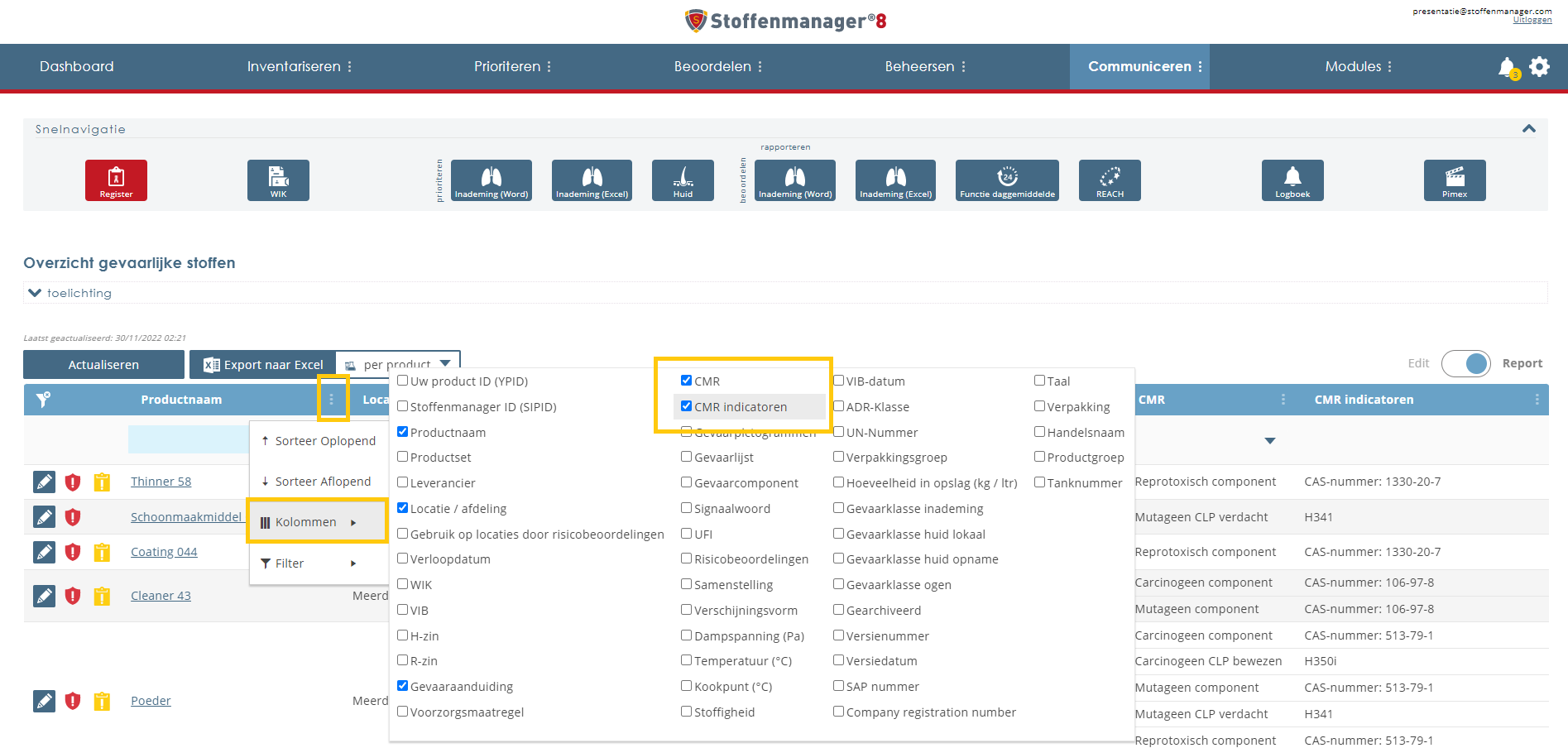 CMR-stoffen herkennen en registreren in Stoffenmanager®